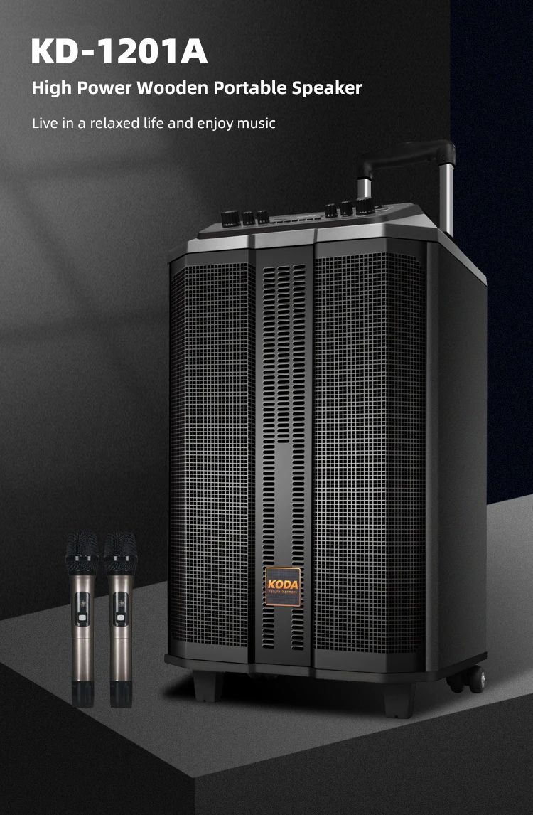 KODA 12'' Inch Trolley Sound Box - Big Power Wooden Speaker