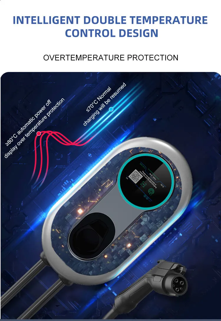 Ev Charging Screen 32a 16a Rfid Eu Type 2 Cable 5m 400vac Car Ev ...