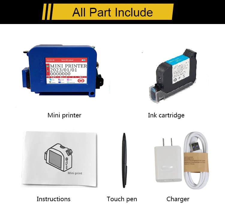 Mini Printer Handheld Inkjet Printer Portable Ink Jet Printer for Box ...