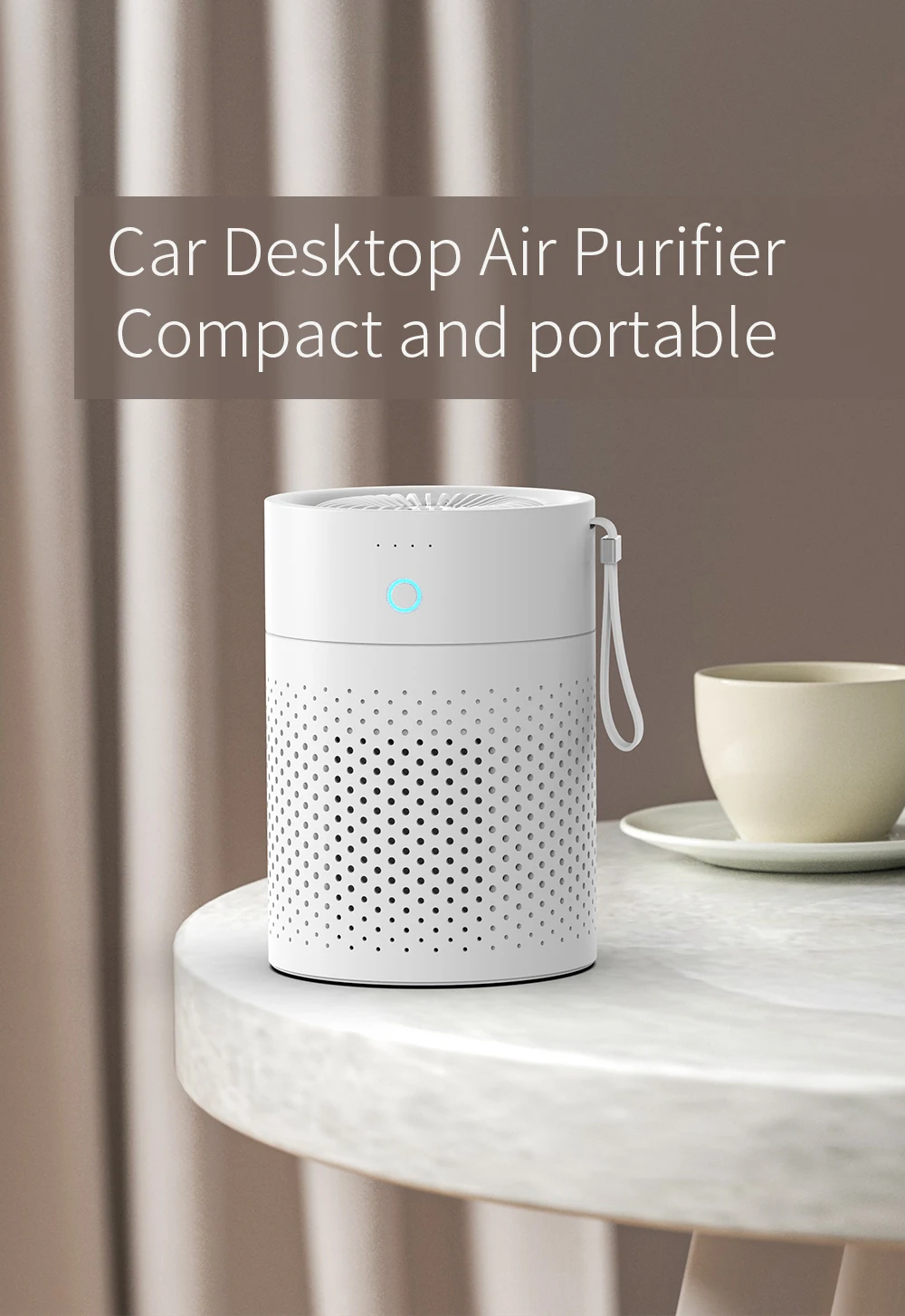Portable 2 in 1 Air Purifier with True Hepa Filter Humidifier Desktop ...