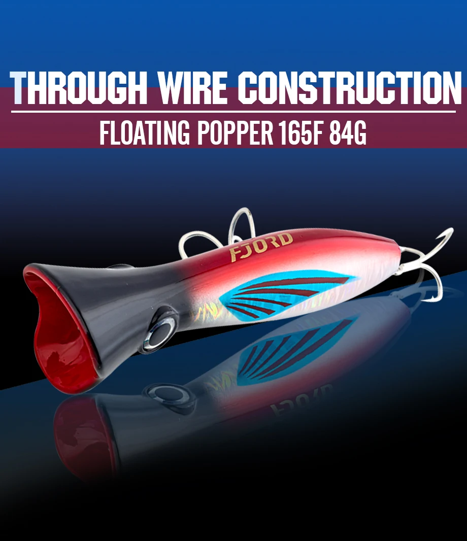 Fjord Oem Floating Fishing Lure Big Popper 82g 165mm Big Bass Top Water ...
