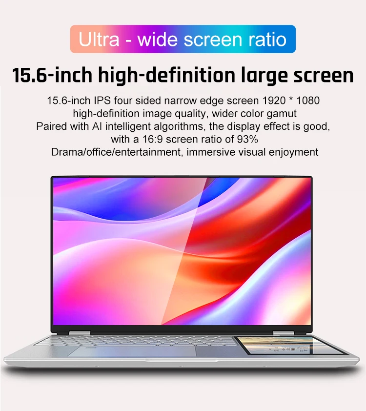 New Arrival Computer Two Screen 15.6'' Ips Display 7 Inch Touch Screen ...
