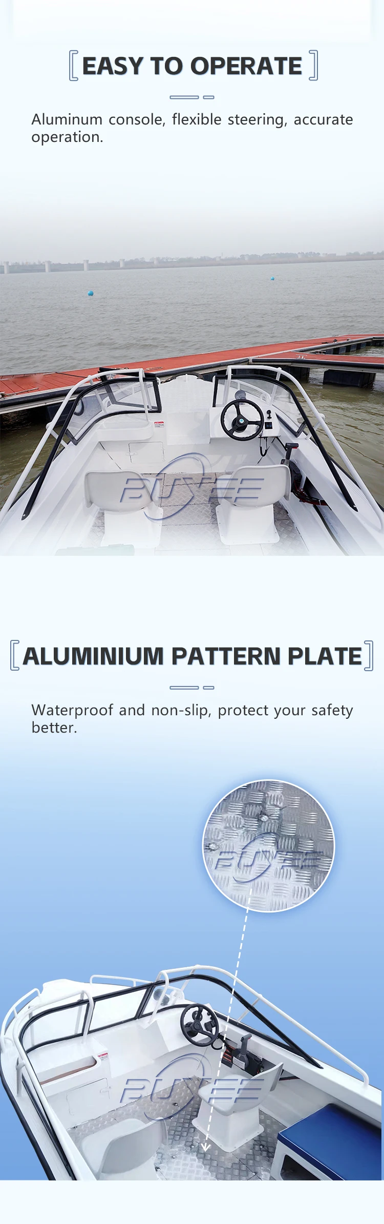 Flush Deck Vessel Speed Boat 5.3 Meter 8-9 Passengers Aluminium Boat ...