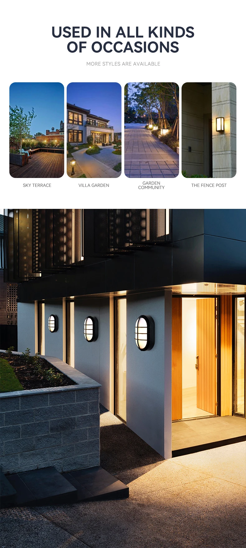 Outdoor IP65 Outdoor Oval LED Wall Lamp 9W 12W Wall Bulkhead Light E27 ...