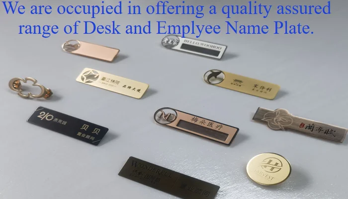 Custom Silver Gold Metal Employee Name Tags - Office Sign