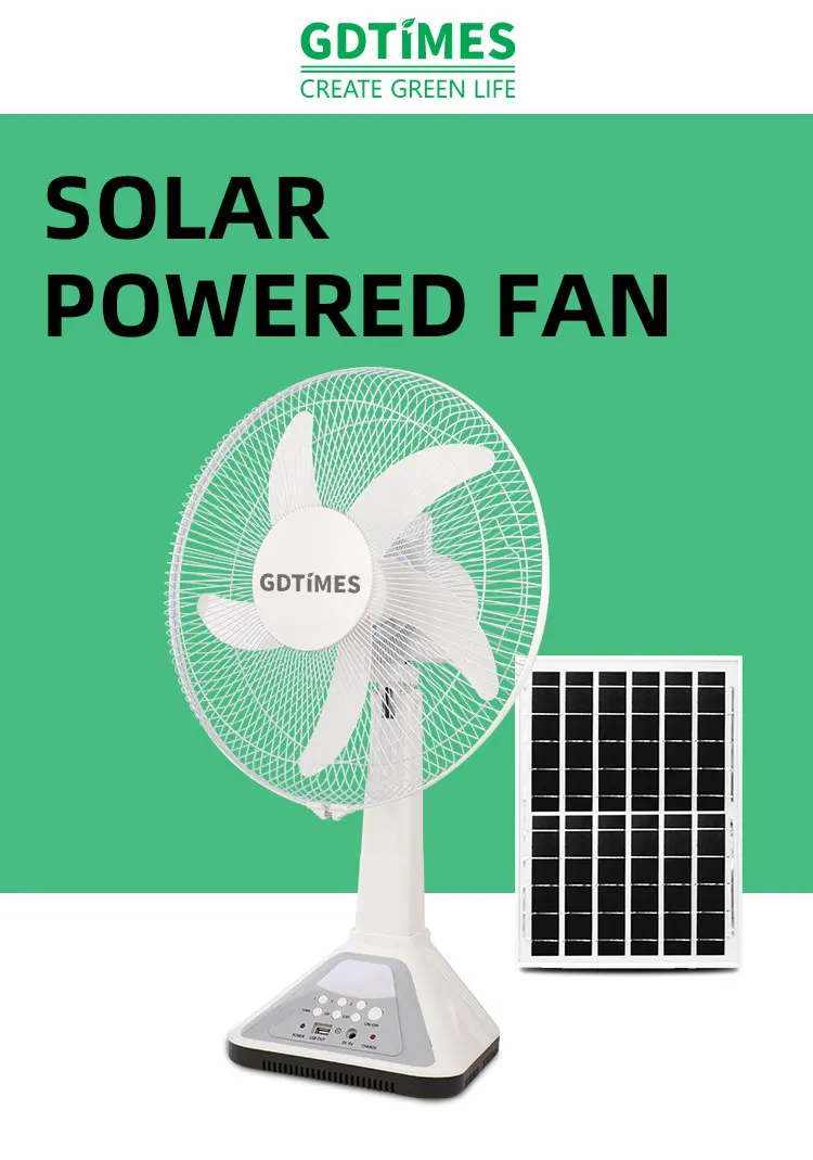 Solar Table Fan System with LED Lamp and USB Output