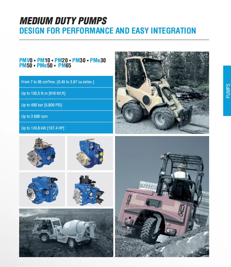 Poclain Pm Pme Series Variable Displacement Axial Piston Pump Pmv0 Pm10 Pm20 Pm30 Pme30 Pm50 ...