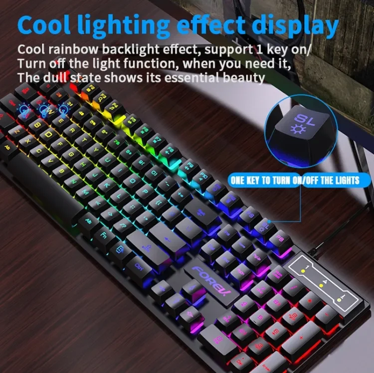 Custom Wired Mechanical Keyboard Black Switch 104 Keys RGB Desktop ...