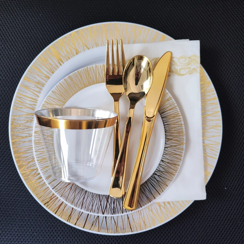 Fancy Disposable Plates with Cutlery - Perfect for Parties