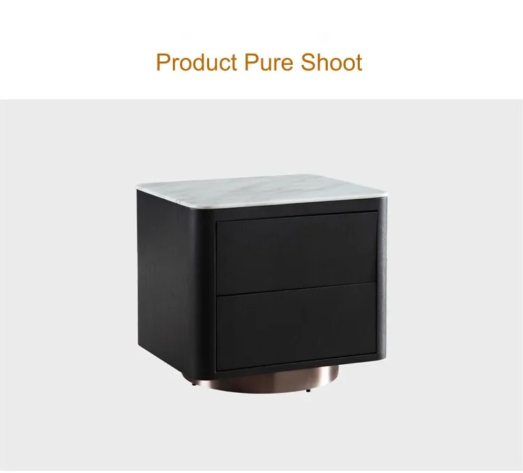 Modern Italian Night Table Black Veneer Storage Nightstand Light Luxury ...
