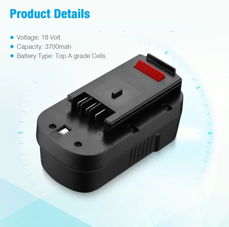 3700mAh 18v Replacement Li-ion Rechargeable 18volt Lithium Ion Power Tool Battery Pack for Black ...
