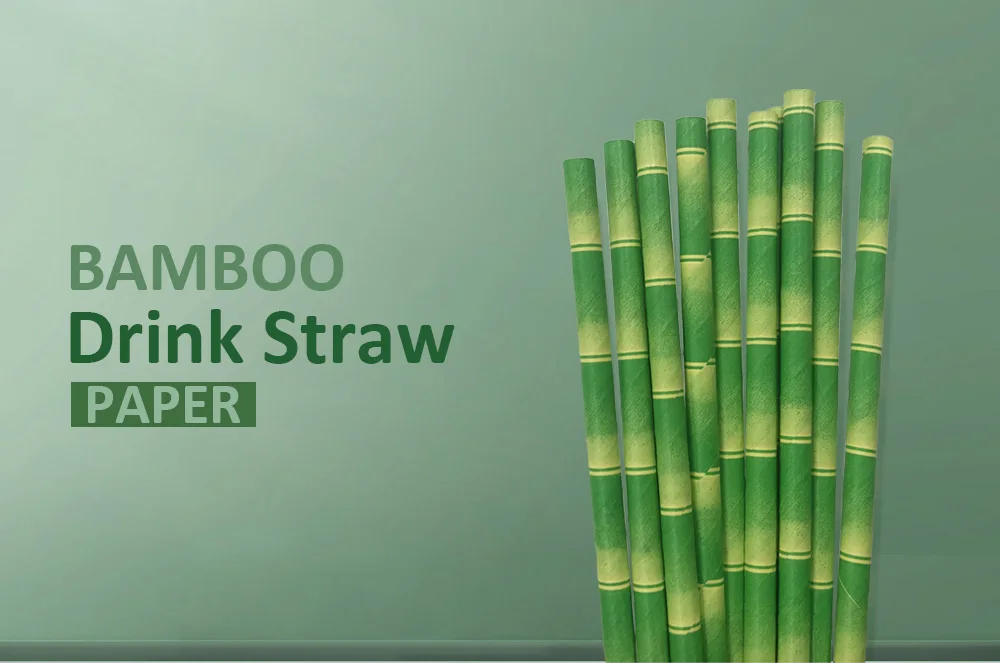 7.75 Inch Bamboo Paper Straws Eco Friendly Green Bamboo Design Paper ...