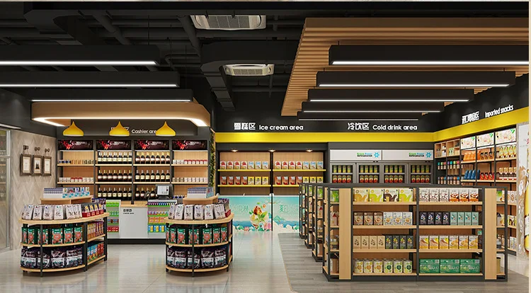 Entire store custom Supermarket shelves display rack single and double ...