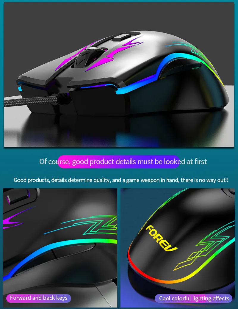 Mechanical Rgb Gaming Mouse Fv-q509 Wiredluminous Mouse Colorful ...