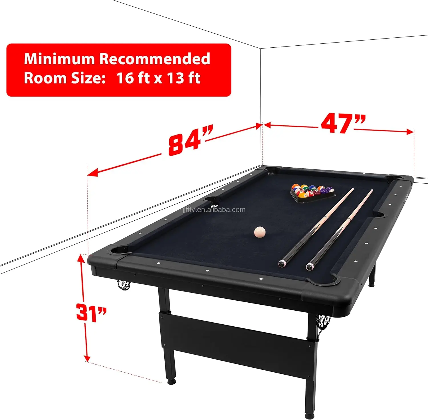 6ft Billiards Table Cheap and Foldable Pool Table Set Portable Space ...