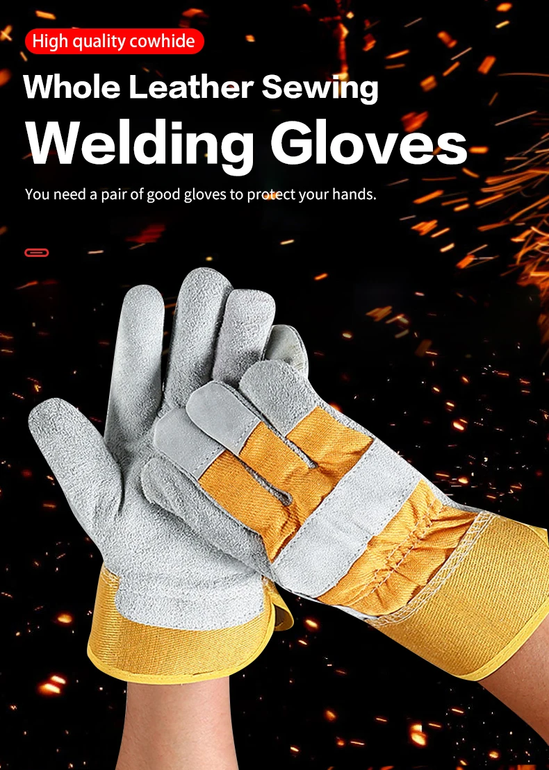 ZS Heavy-Duty Cowhide Leather Work Gloves - Safety & Durability