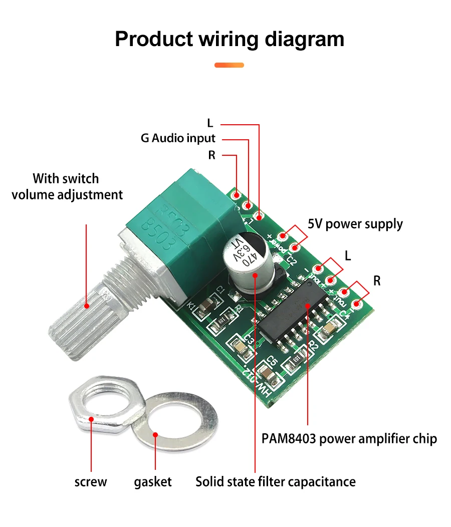 Compact Mini PAM8403 Digital USB Home Audio Amplifier Module - 2x3W ...