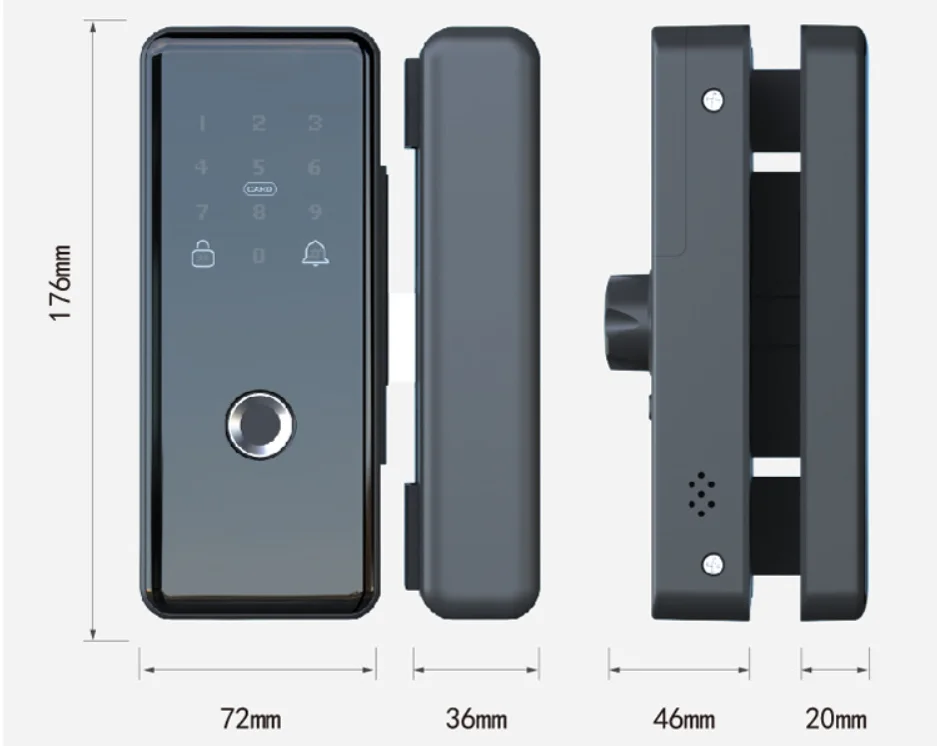 Frameless Remote Control Digital Sliding Swing Door Smart Lock for ...