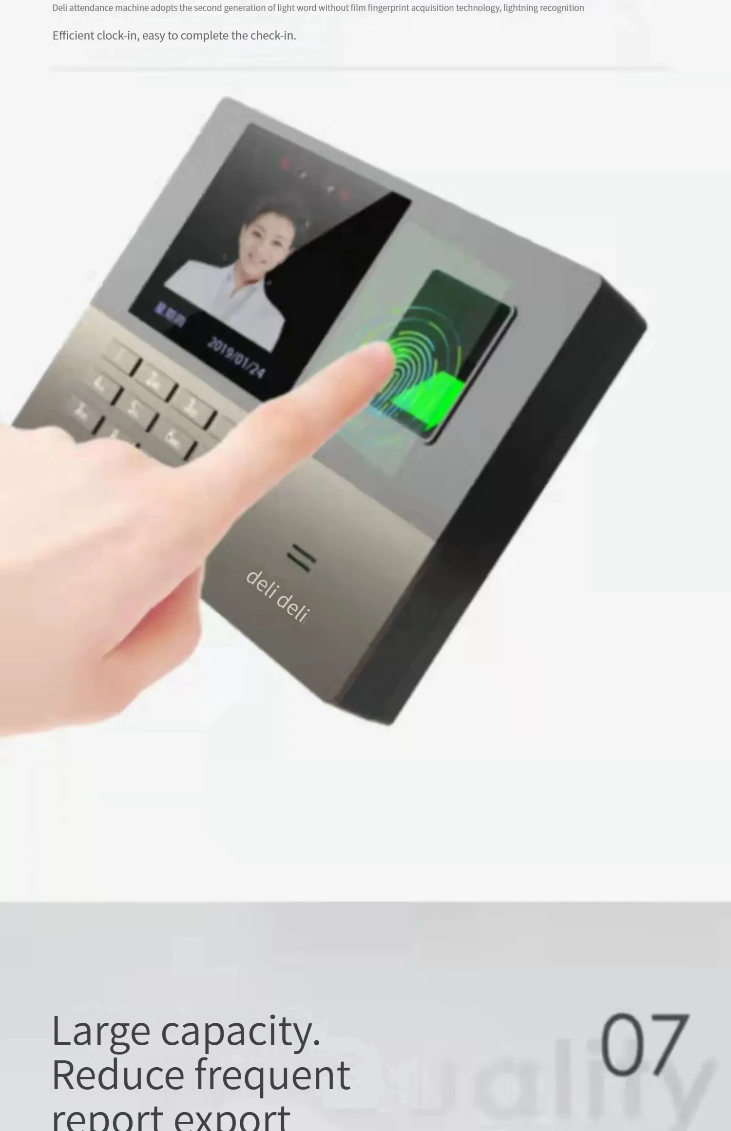 Deli 34521 Attendance Machine - Fingerprint Punching Time
