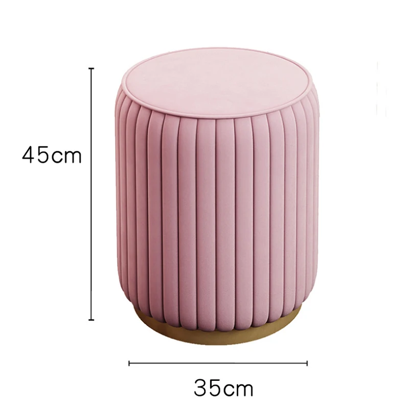 Modern Velvet Fabric Stool Cylindrical Shape Design Living Room Round ...