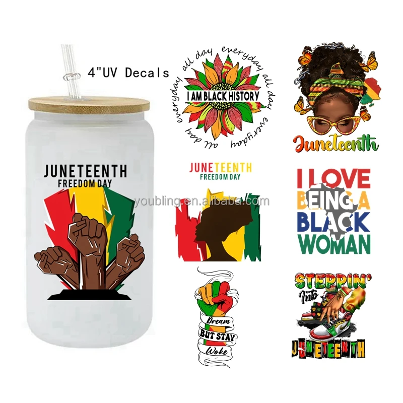 Trending Custom Print Juneteenth Uv Dtf 4 Inch Sticker 3D UV DTF Cup ...