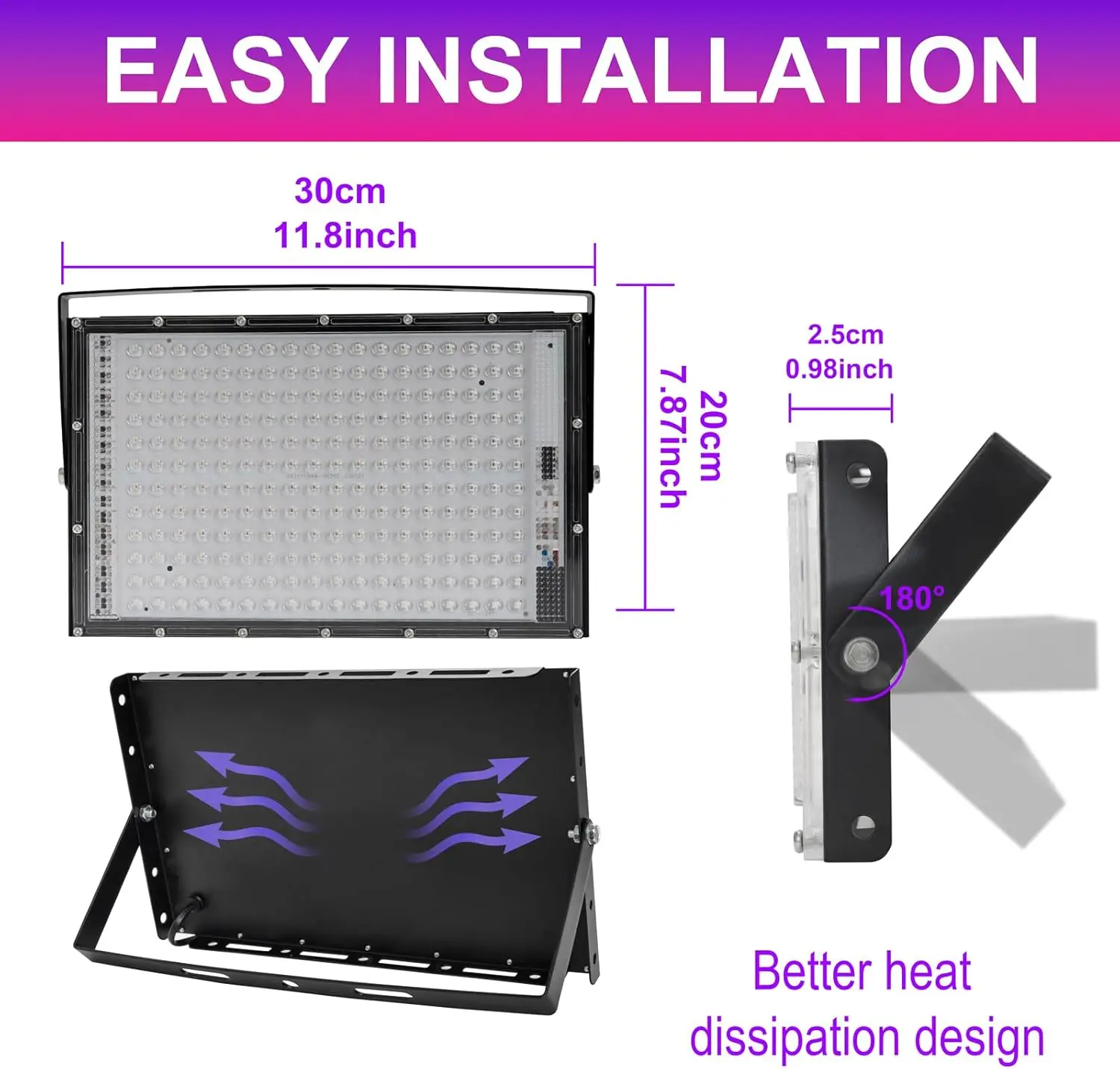 UV Flood Light 395nm Ultraviolet Floodlight Fluorescent Stage Lamp ...