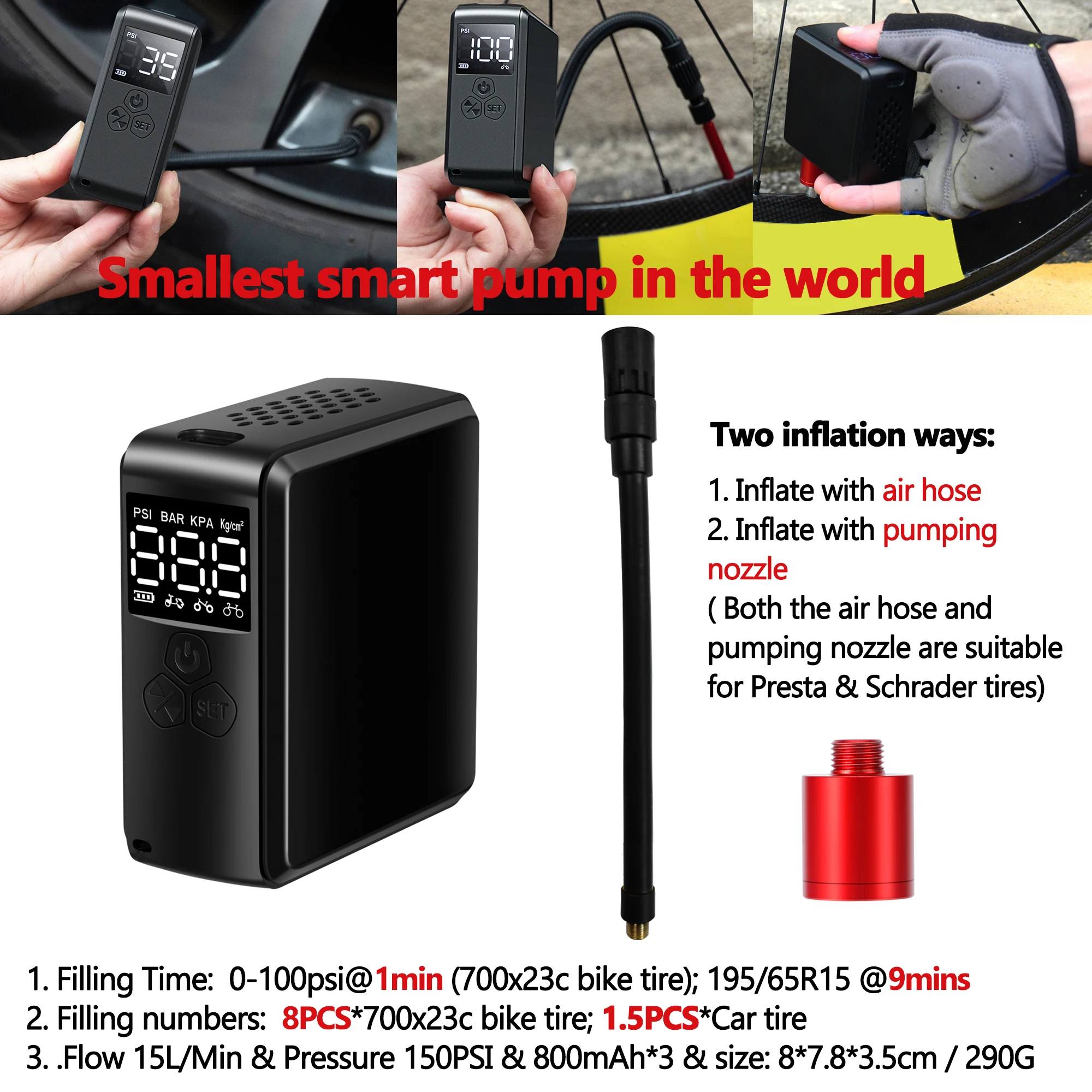 Micro Smart Bicycle Pump Rechargeable Electric Mini Bicycle Air Pump ...