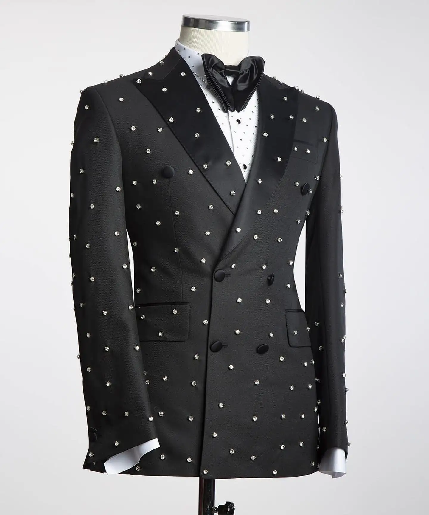 Handsome Shiny Black Diamond Men Suit Wedding Suits for Men Shawl ...