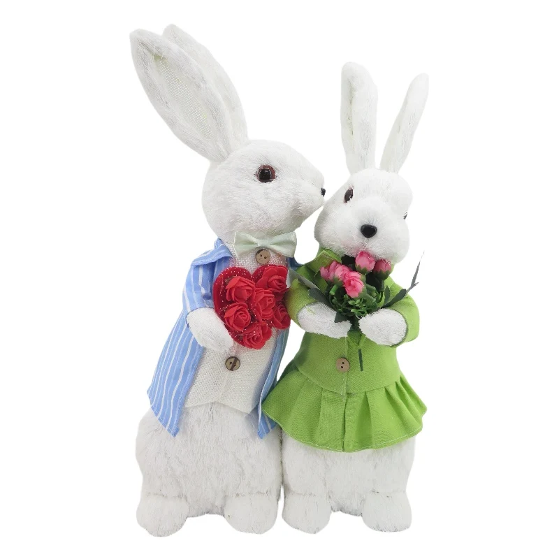 Handicraft Cute Rabbit Couple Artificial Animal Easter Rabbit Wedding ...