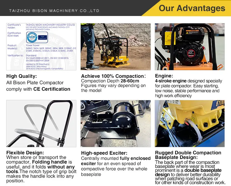 Bison New Asphalt 100kg Concrete Vibration Hand Wacker Vibrating Plate ...