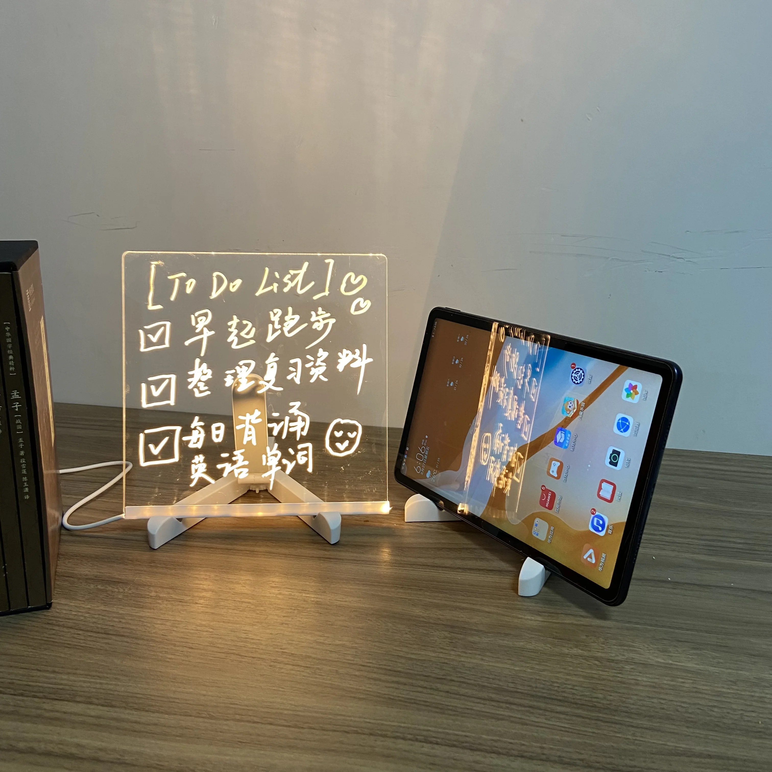 Acrylic Erasable Note Board With Light Reminder Message Display Board ...