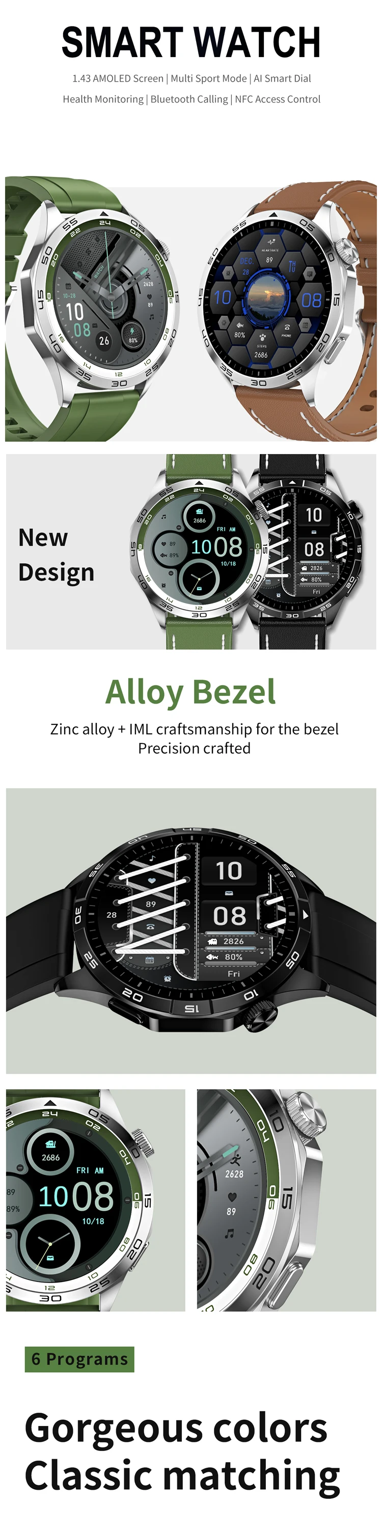 Big Size Round Smart Watch Gt4 Pro+ 1.6 Inch Phone Calling Nfc ...