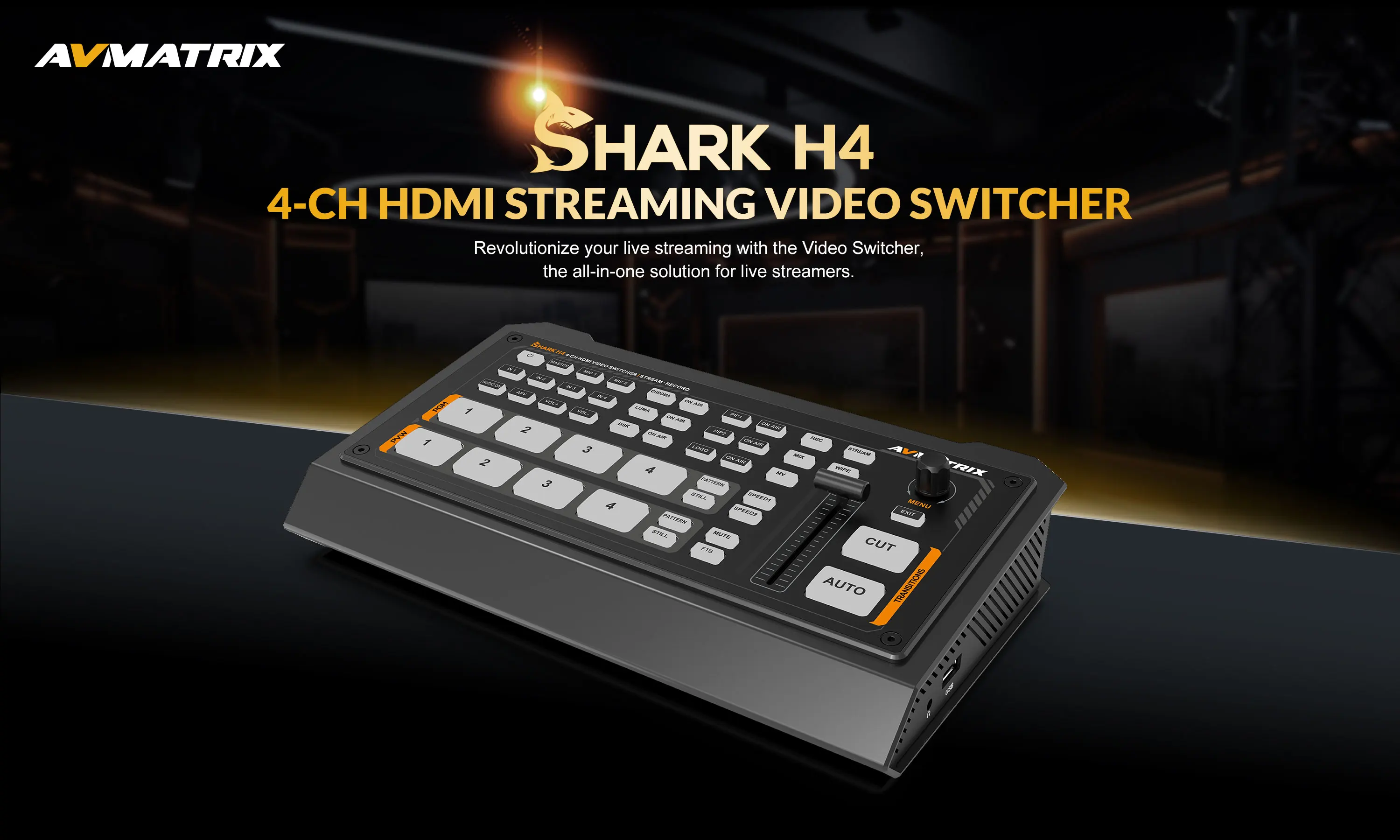 AVMATRIX Shark H4 Multi-Camera Live Video Mixer for HDMI RTMP SRT ...