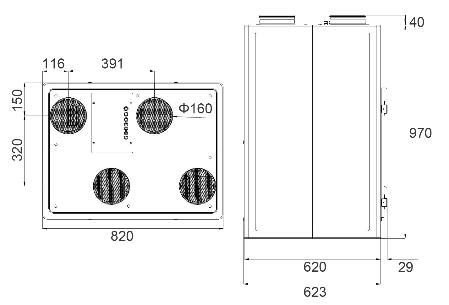 E-VIPO High Efficiency 600m3/h Heat Recovery Ventilation System