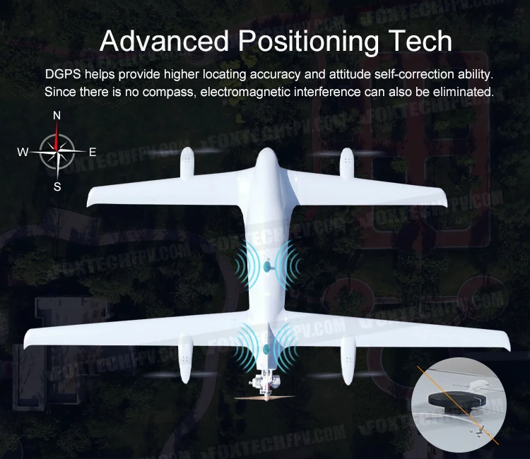 Foxtech Altair-370 18kg Big Payload Surveillance Vtol Fixed Wing Fuel ...