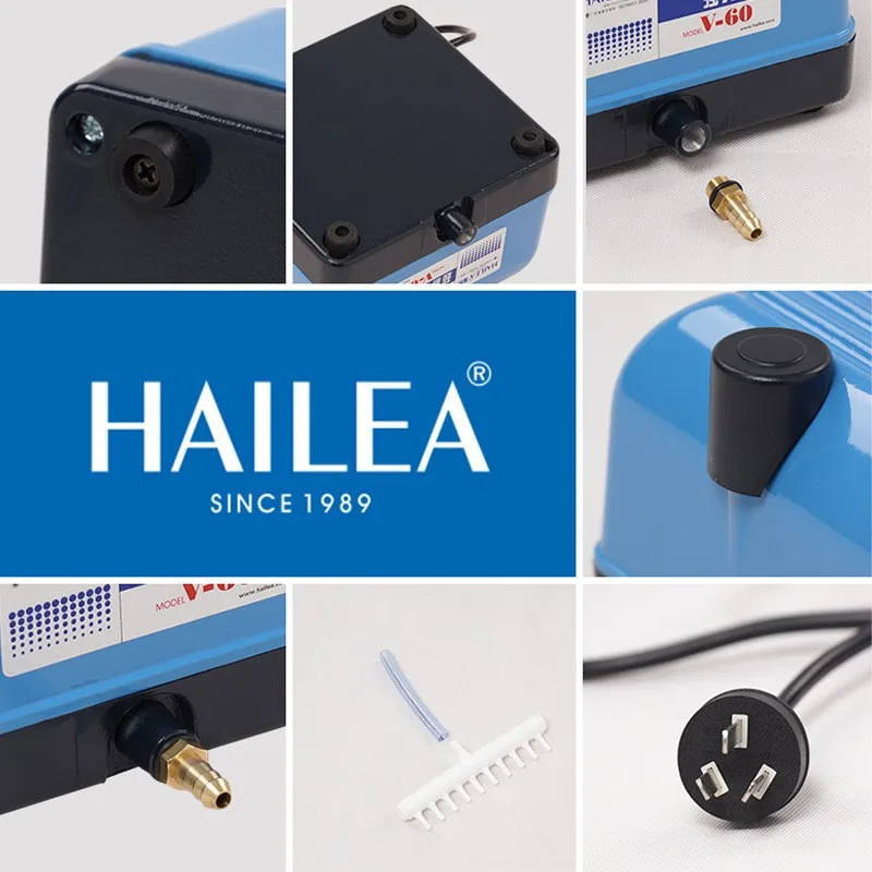 Silent Hailea Air Pump for Aquarium Fish Tank V-10 V-20 V-30 V-60