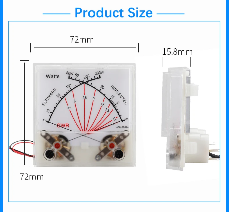 Standing Wave Meter Head Radio SWR Watt Meter Dual 60/300W