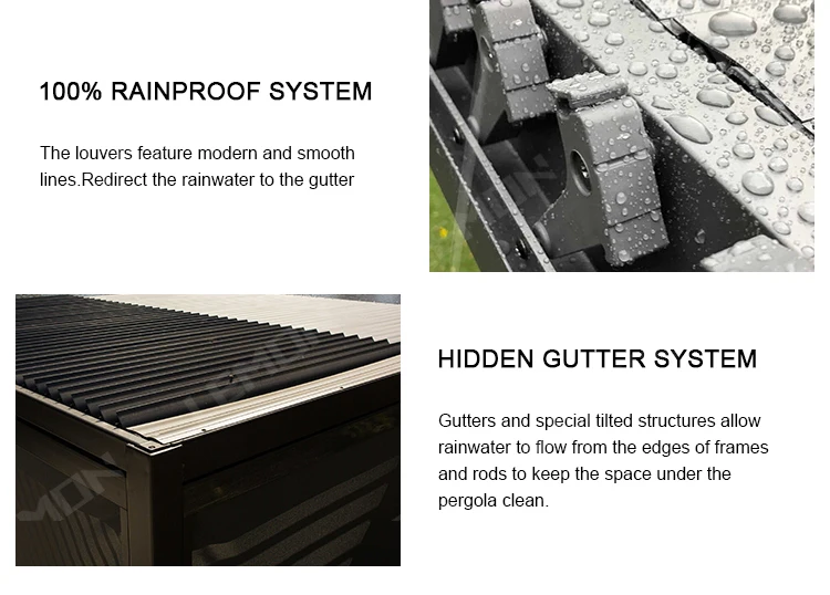 Luxury Modern Outdoor Pergola - Aluminum Waterproof Louver Roof