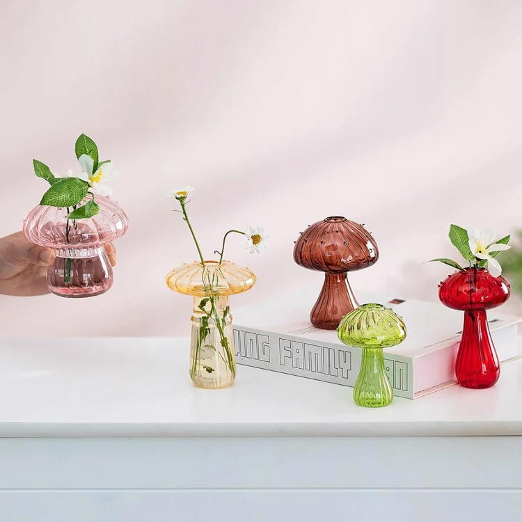 Mushroom Glass Lovely Transparent Vase Crafts Scandinavian Crystal Vase ... Mushroom Glass Lovely Transparent Vase Crafts Scandinavian Crystal Vase ...