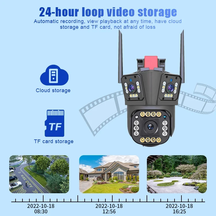 IPC360 Home 3 Lens 4K 10X Zoom Security Camera Panoramic Human ...