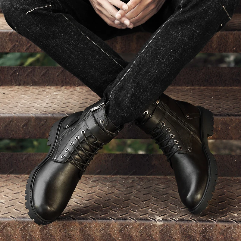Men Boots Genuine Cow Leather Men Boots Winter Boots For Men Size 35-46 ...