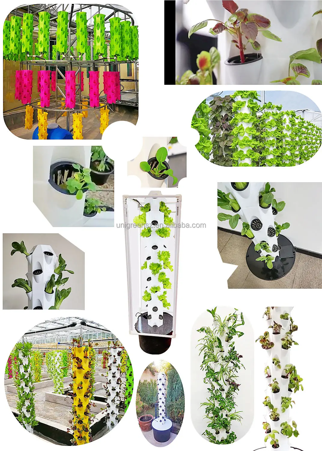 Petal Tower Hydroponic Greenhouse Indoor Plant Vertical Tower 48 Holes ...