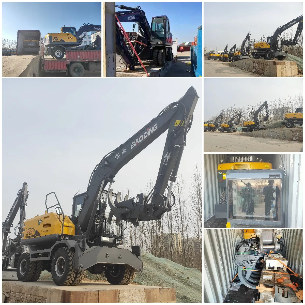 Bd95w-9h Wheel Excavator Digger Wheeled Loader 4*4 Tire Bd95w Wood Log ...