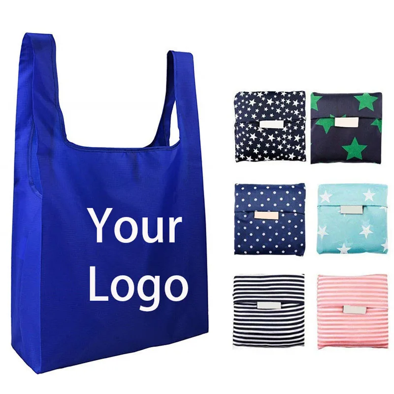 Folding Tote Bag Large Reusable 190T Polyester Foldable Grocery ...