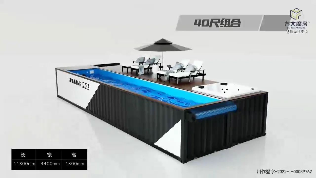 20ft 40ft Steel Structure Movable Prefab Container Swimming Pool Gym ...