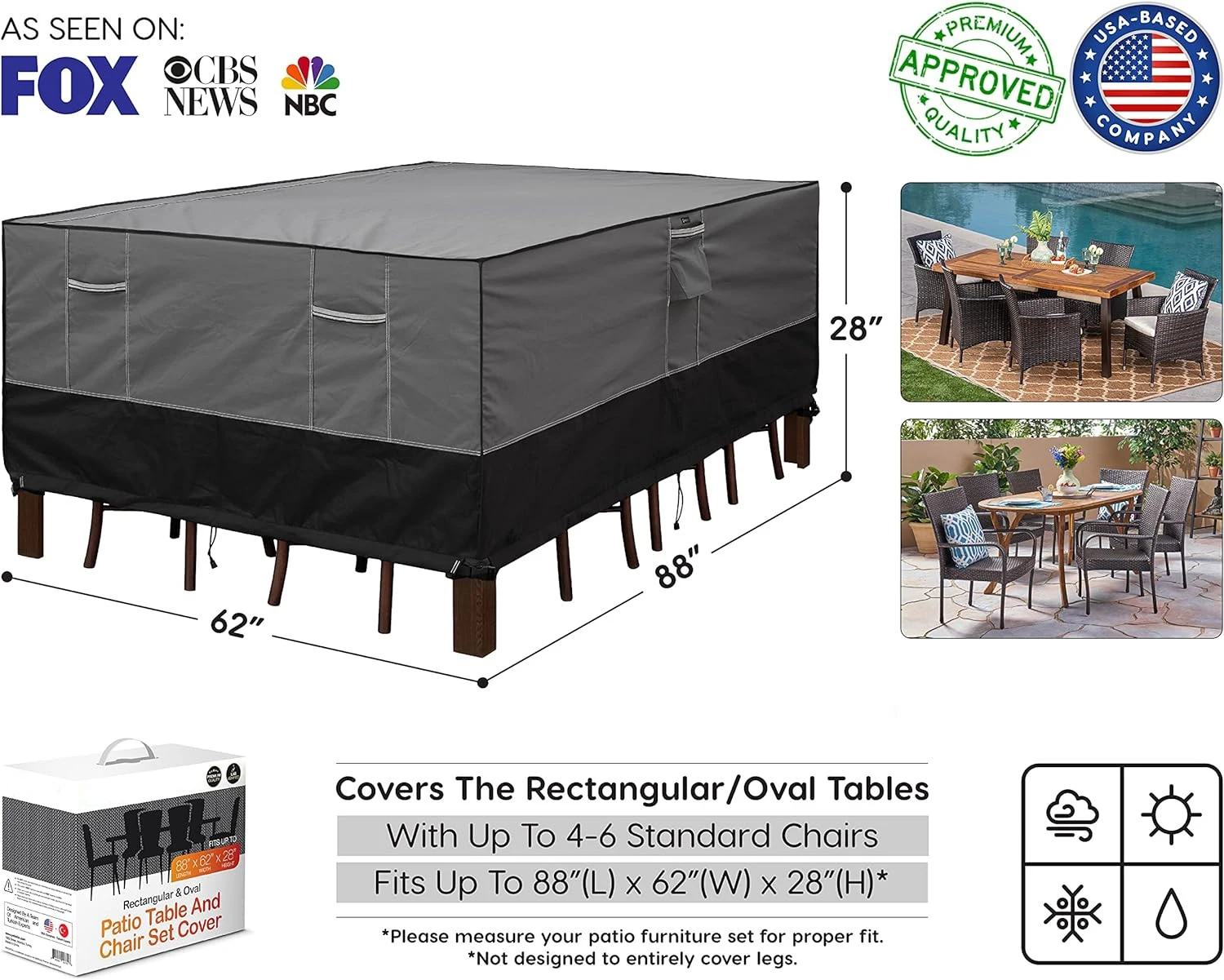Ultimate Waterproof Outdoor Rectangular Patio Dining Table Cover Garden ...