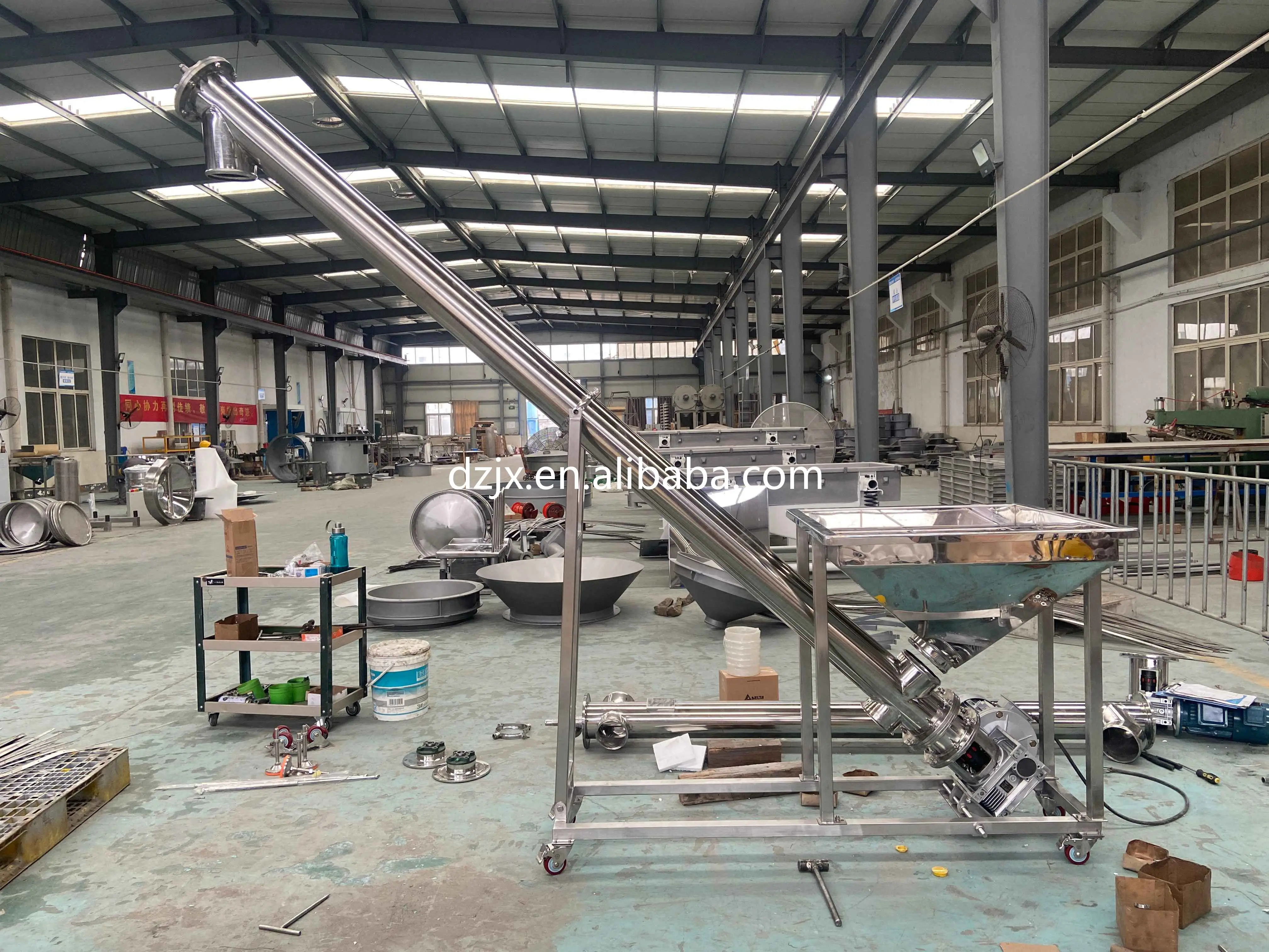 Dzjx Plastic Pellets Ore Screw Auger Conveyor With Heater Mini Screw ...