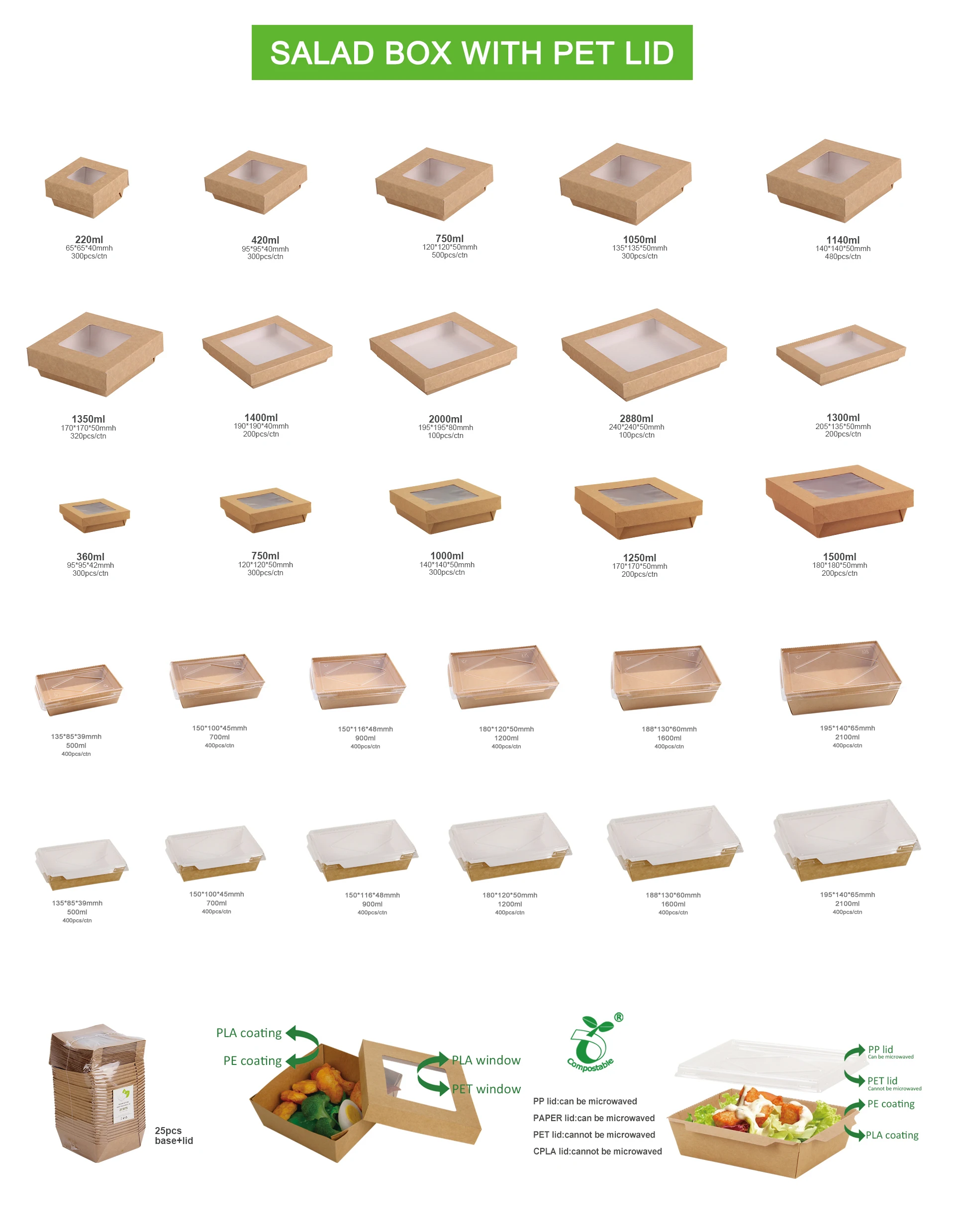 Cardboard Salad Box - Disposable & Eco-Friendly Packaging