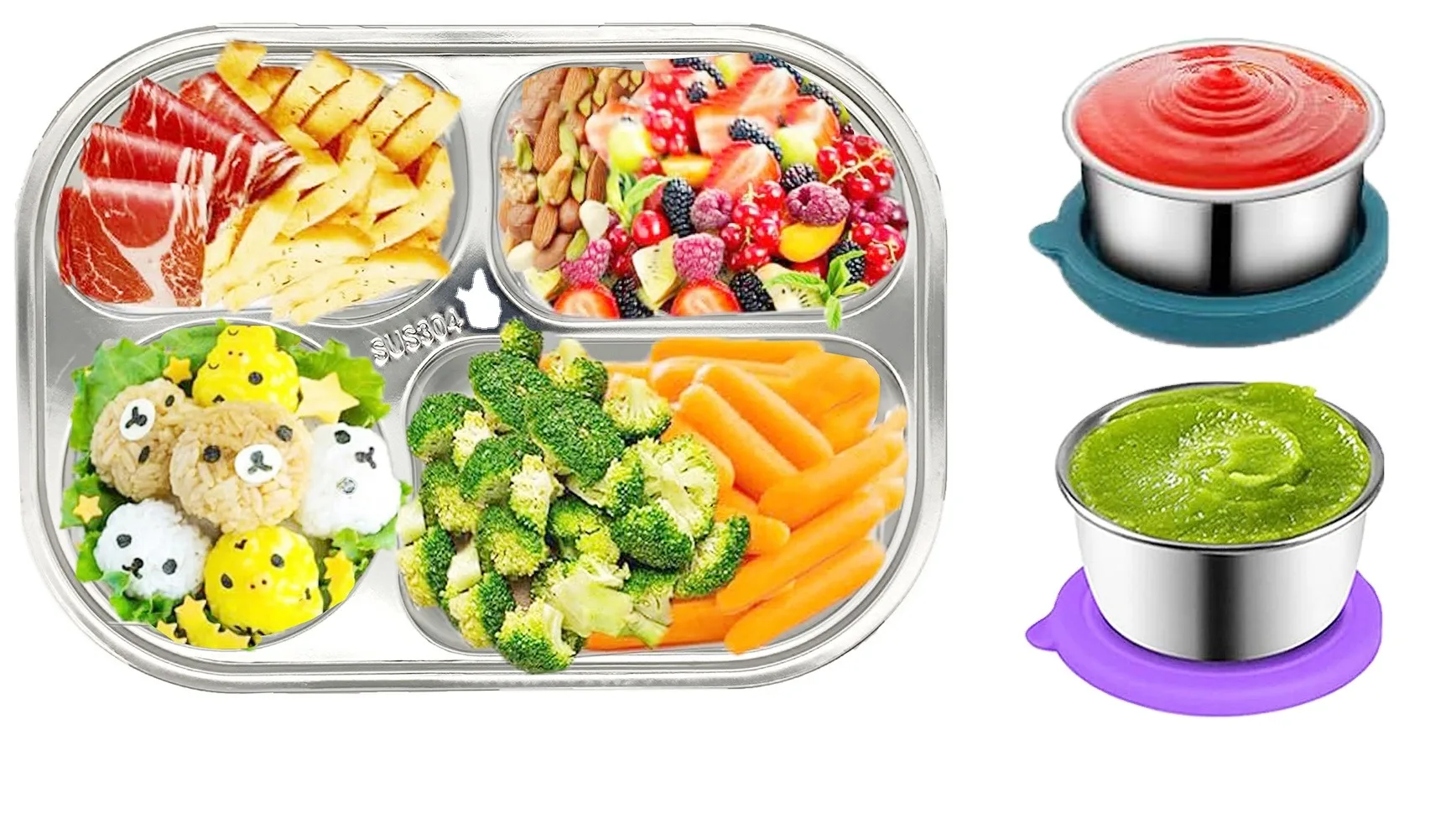 Stainless Steel Dinner Fast Food Plate With 4 Compartments Wholesale ...