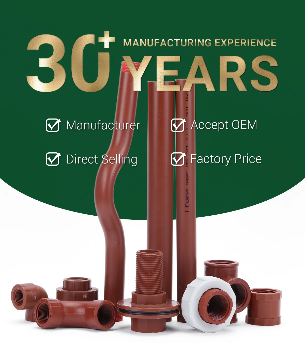 Ifan Customization Plastic Pph Fittings Brown Color Bush Pph Pipe And ...
